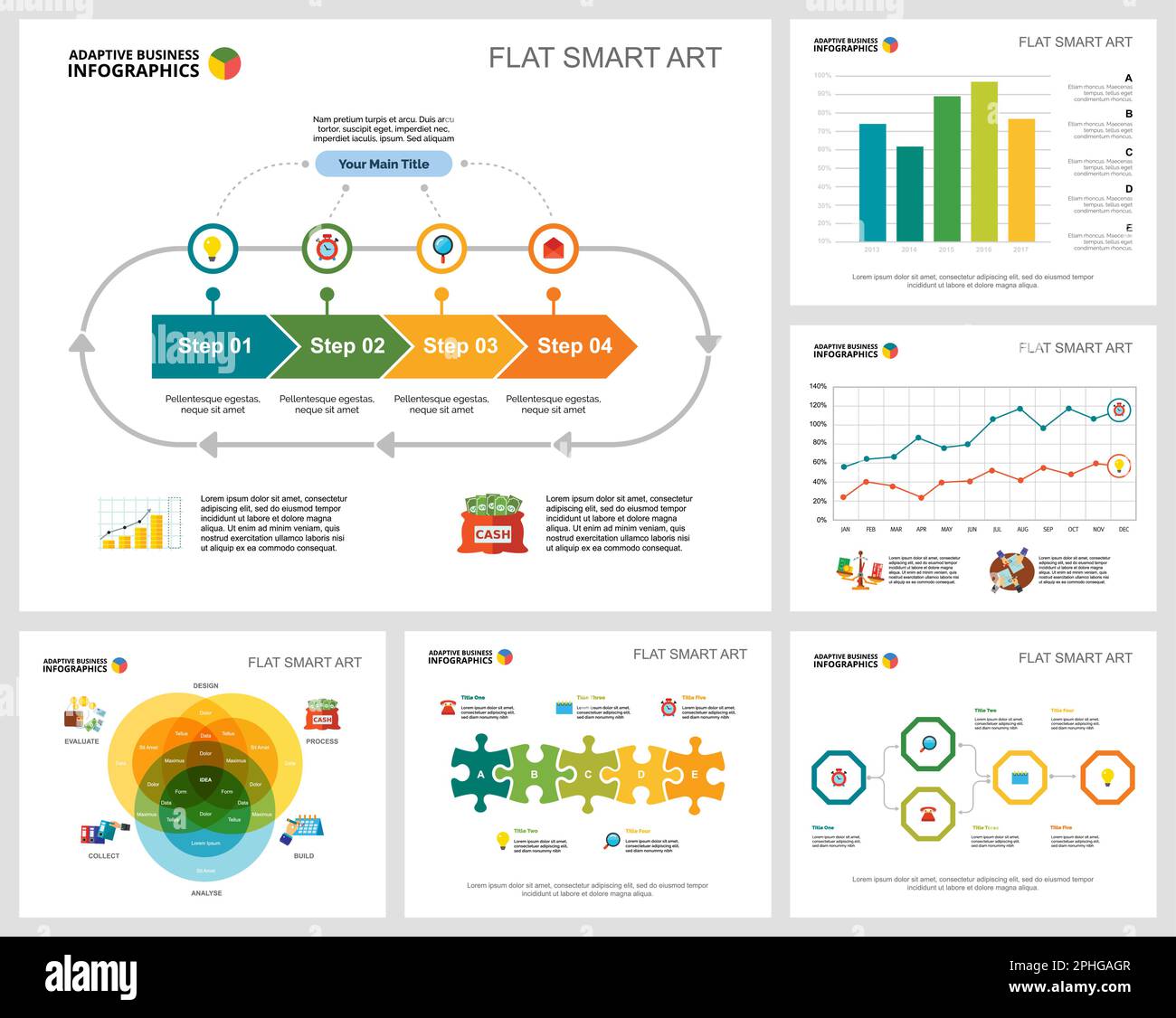 Colorful banking or planning concept infographic charts set Stock ...