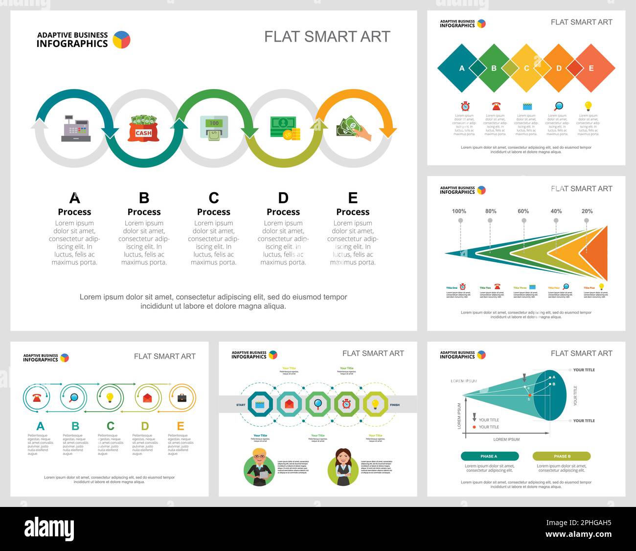 Colorful finance and research concept infographic charts set Stock ...