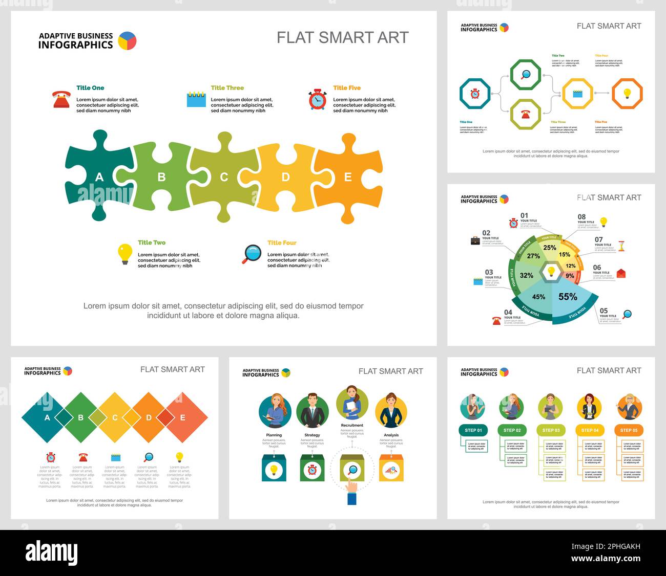 Colorful management or teamwork concept infographic charts set Stock ...