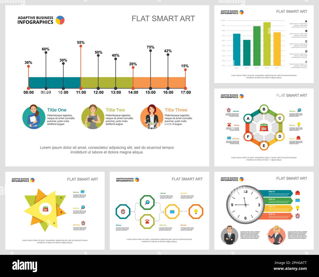 Colorful consulting or marketing concept infographic charts set Stock ...