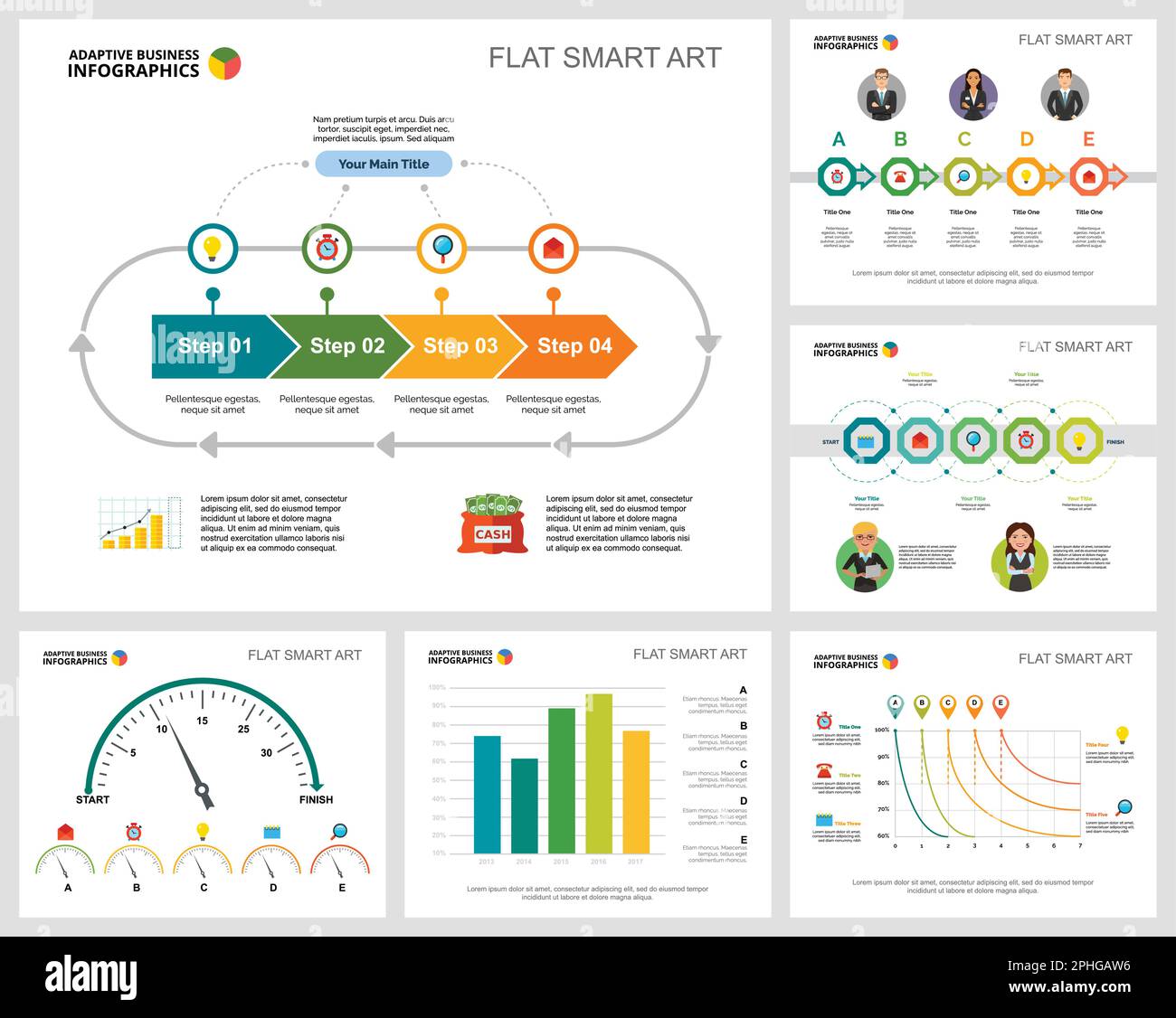 Colorful research or management concept infographic charts set Stock ...