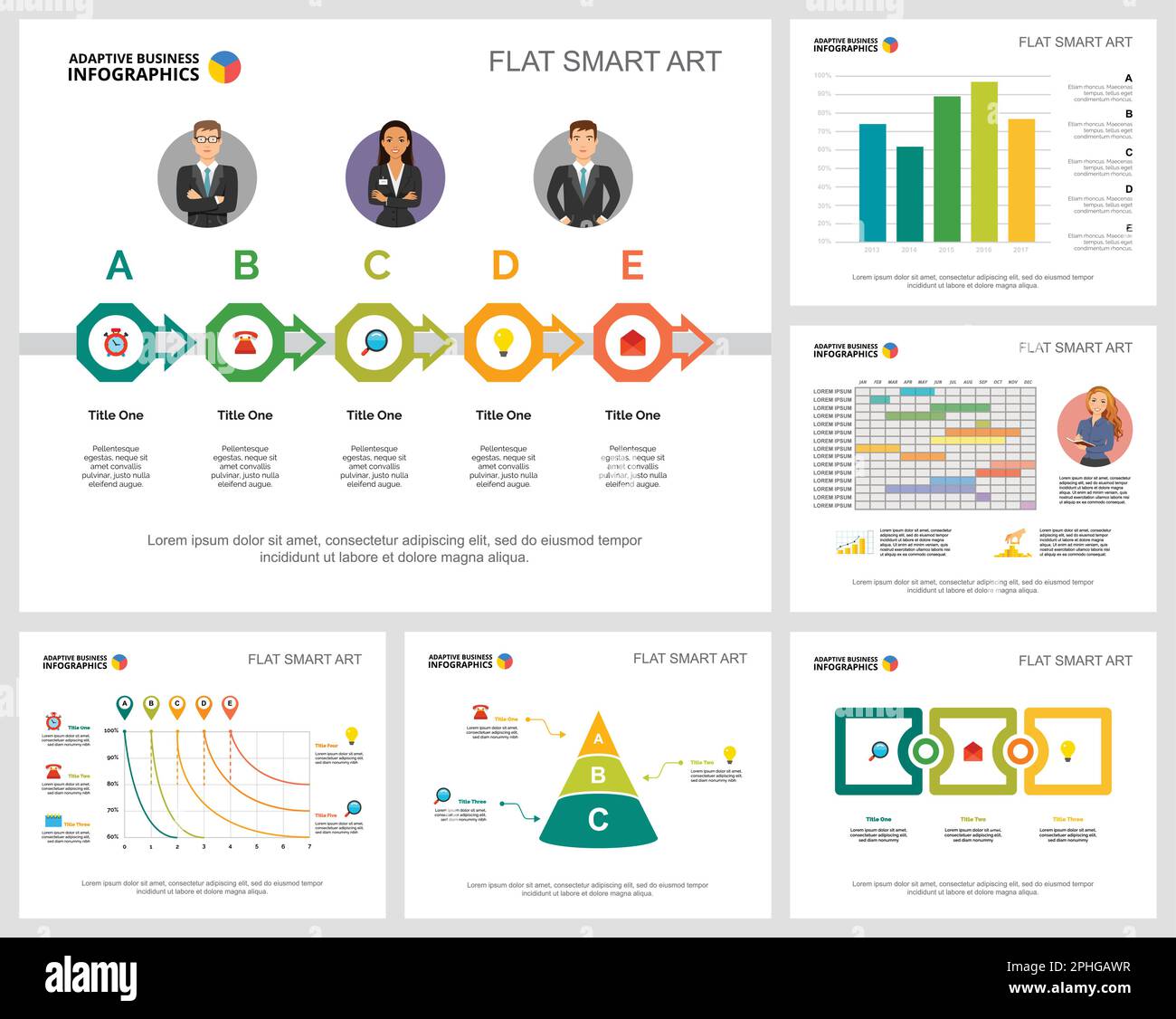 Colorful project or marketing concept infographic charts set Stock ...