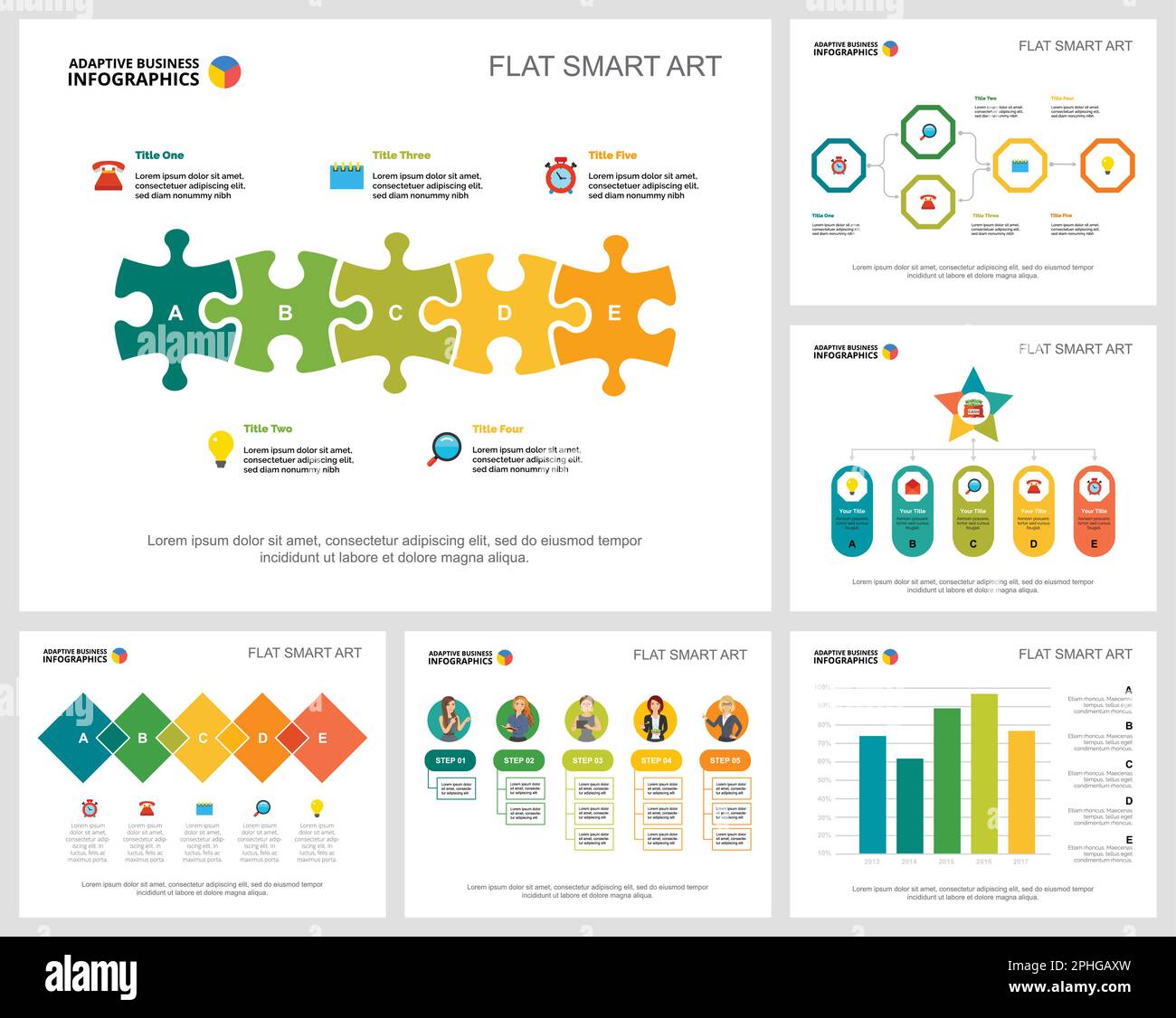 Colorful management or analysis concept infographic charts set Stock ...