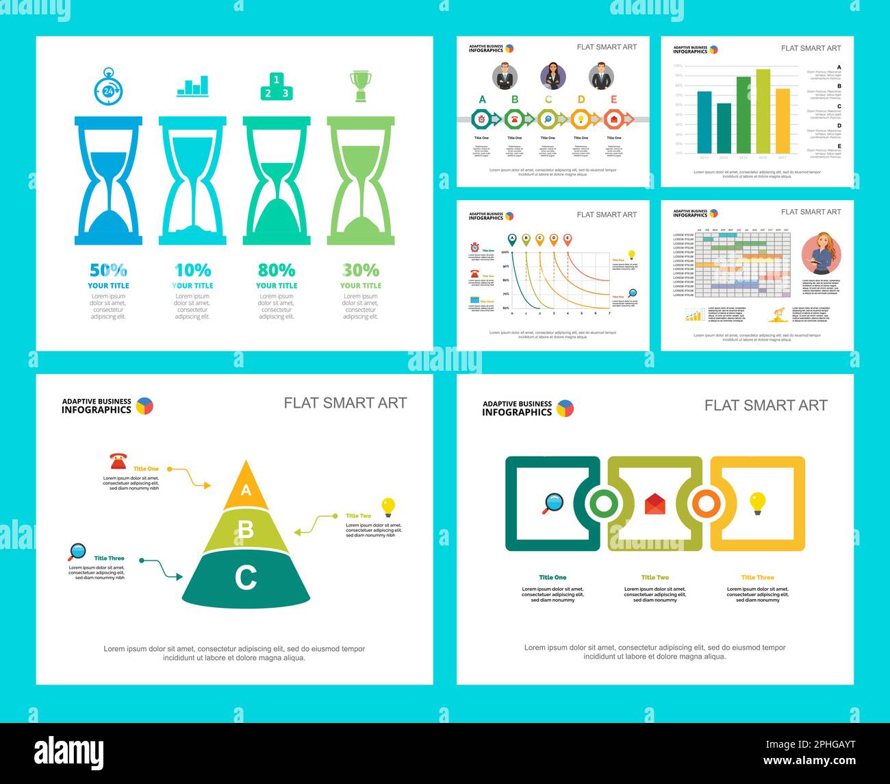 Colorful project or marketing concept infographic charts set Stock ...