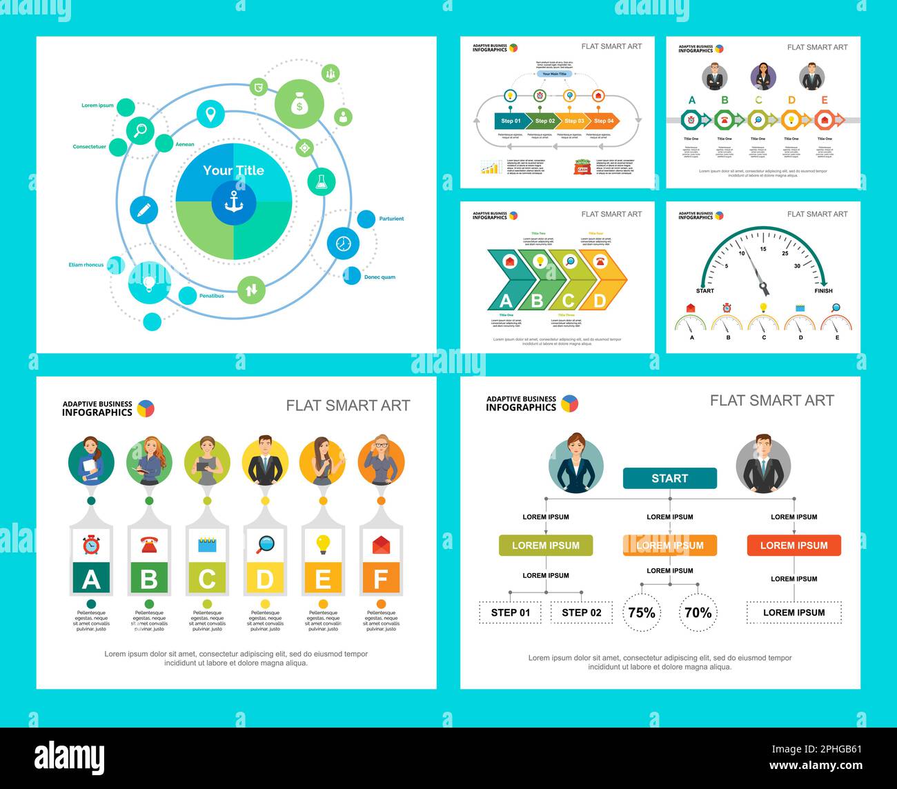 Colorful research or training concept infographic charts set Stock ...