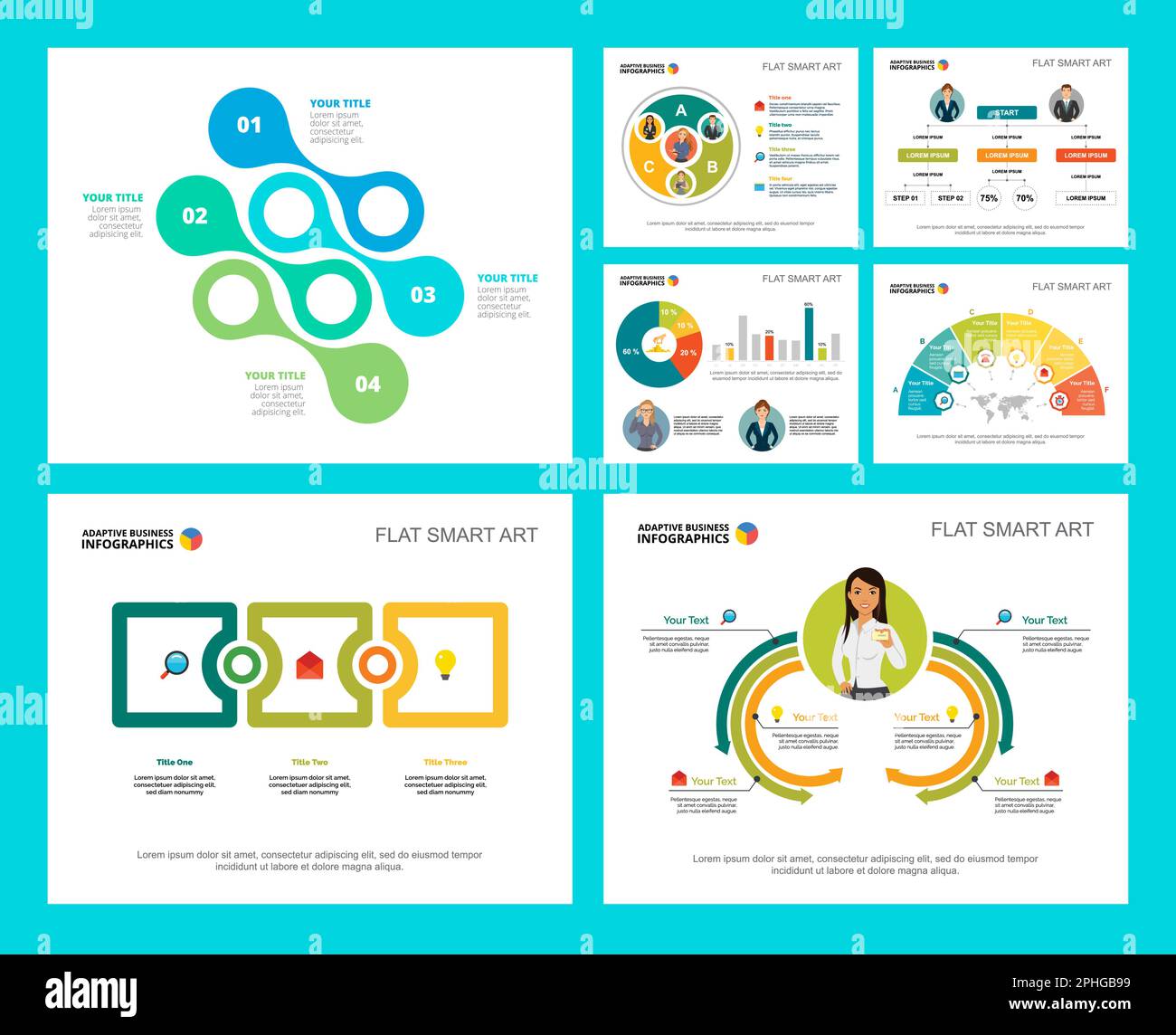 Colorful strategy or planning concept infographic charts set Stock ...
