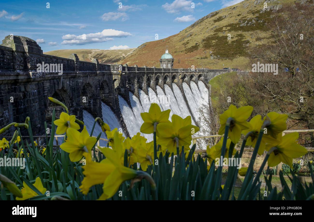 Spring at the Craig Goch Dam, the upper-most of the Elan Valley ...