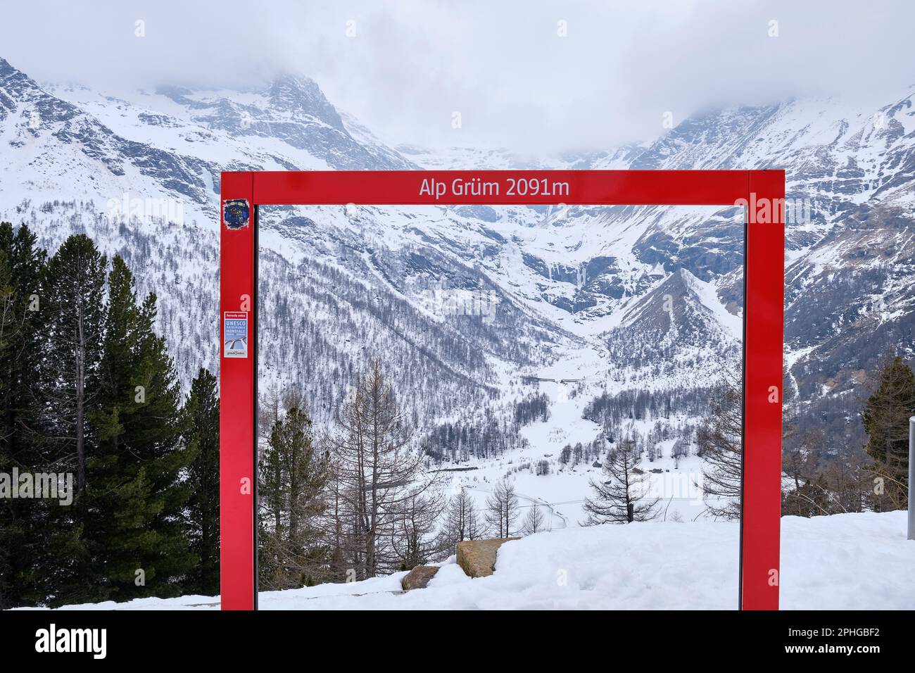 Canton Graubunden, Switzerland : Landscape in Alp Grum train station ...