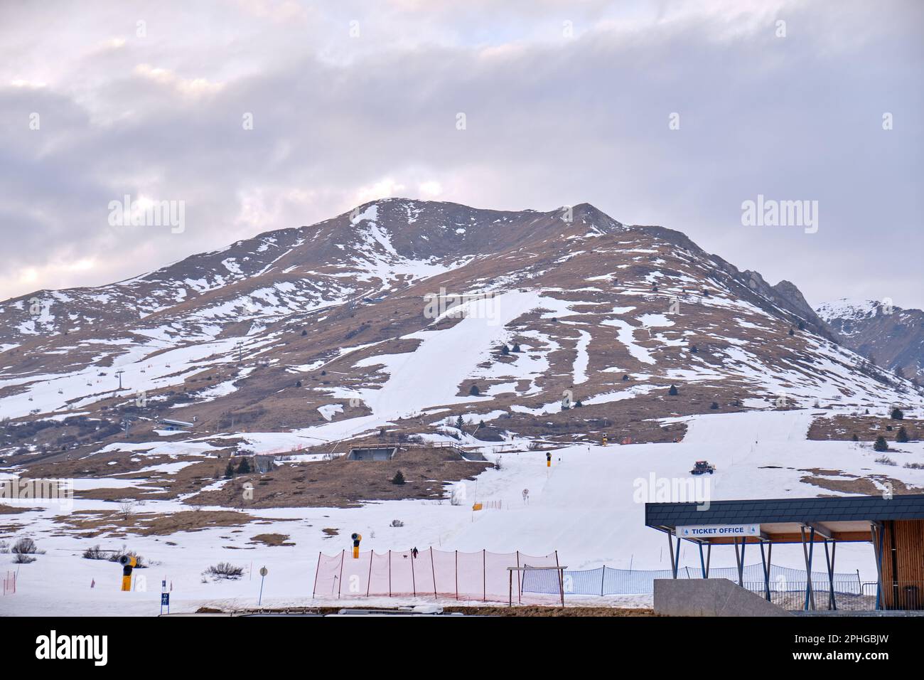 Tonale, Italy: view of passo del Tonale during winter with blue sky ...