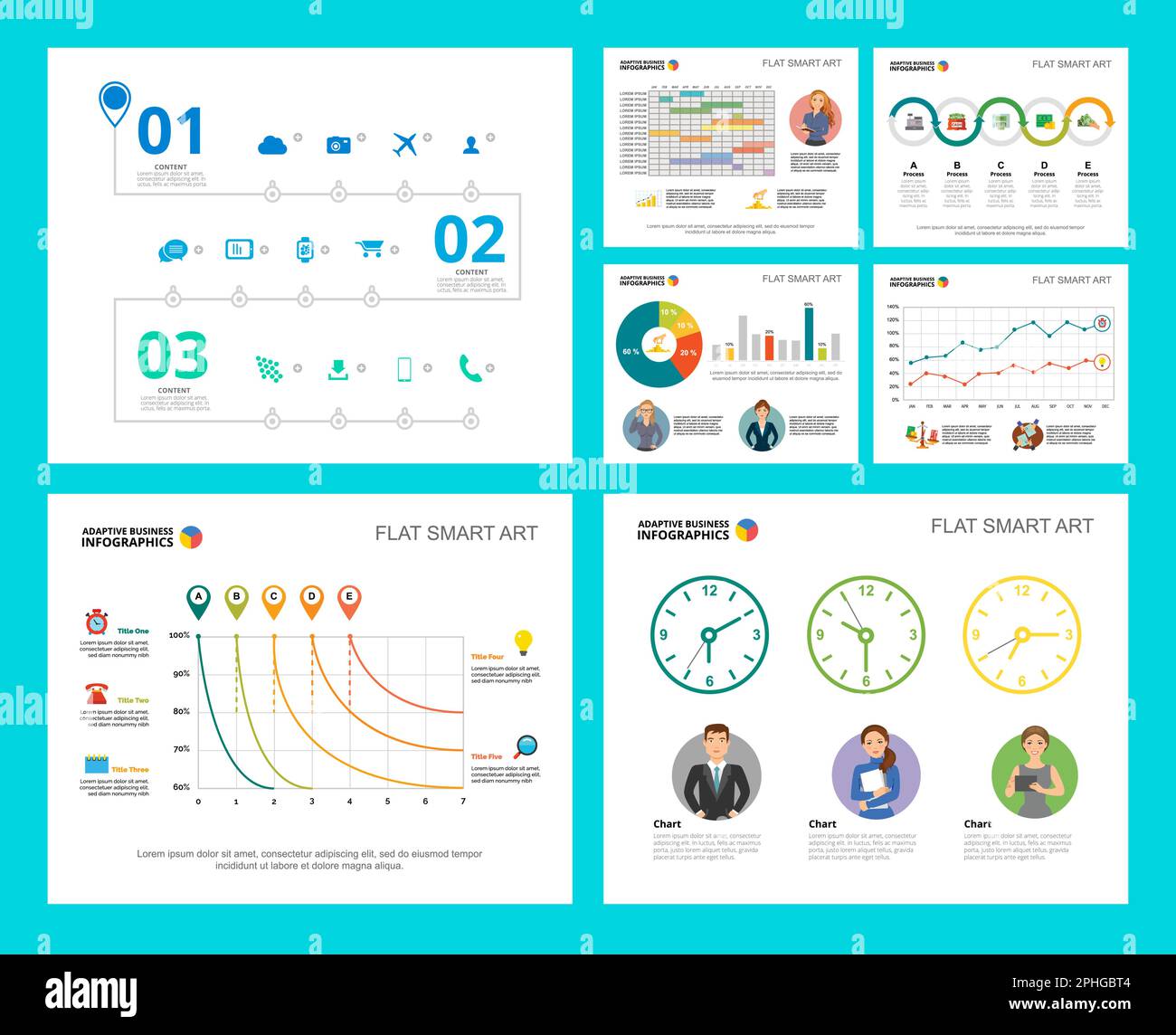 Colorful teamwork or planning concept infographic charts set Stock ...