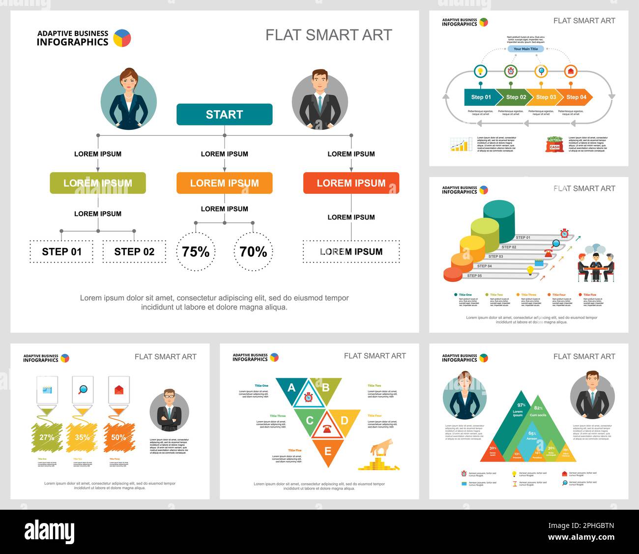 Colorful statistics and finance concept infographic charts set Stock ...