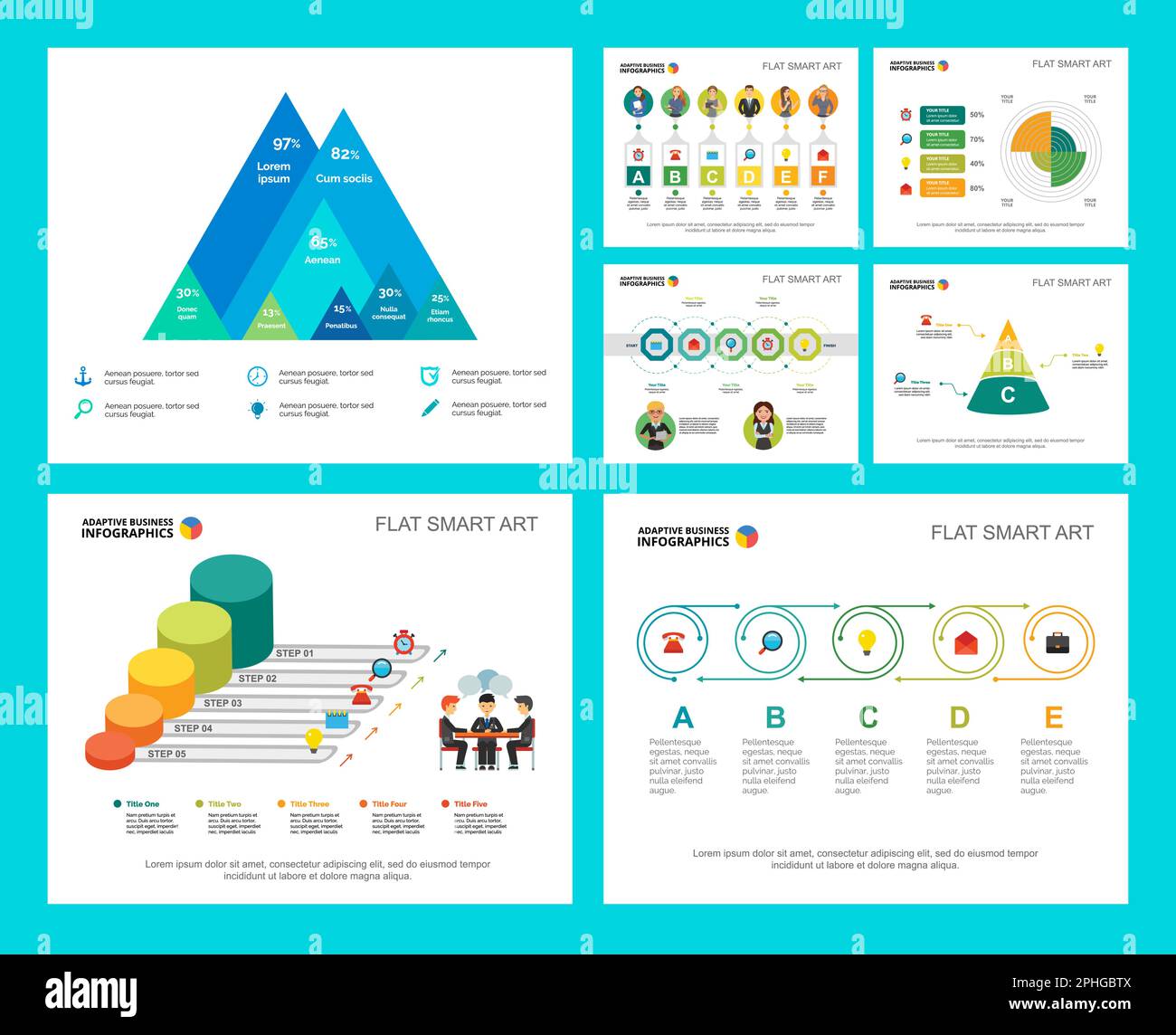 Colorful smart art charts set for presentation slide templates Stock ...