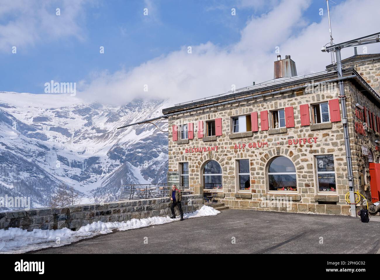 Canton Graubunden, Switzerland : Landscape in Alp Grum train station ...