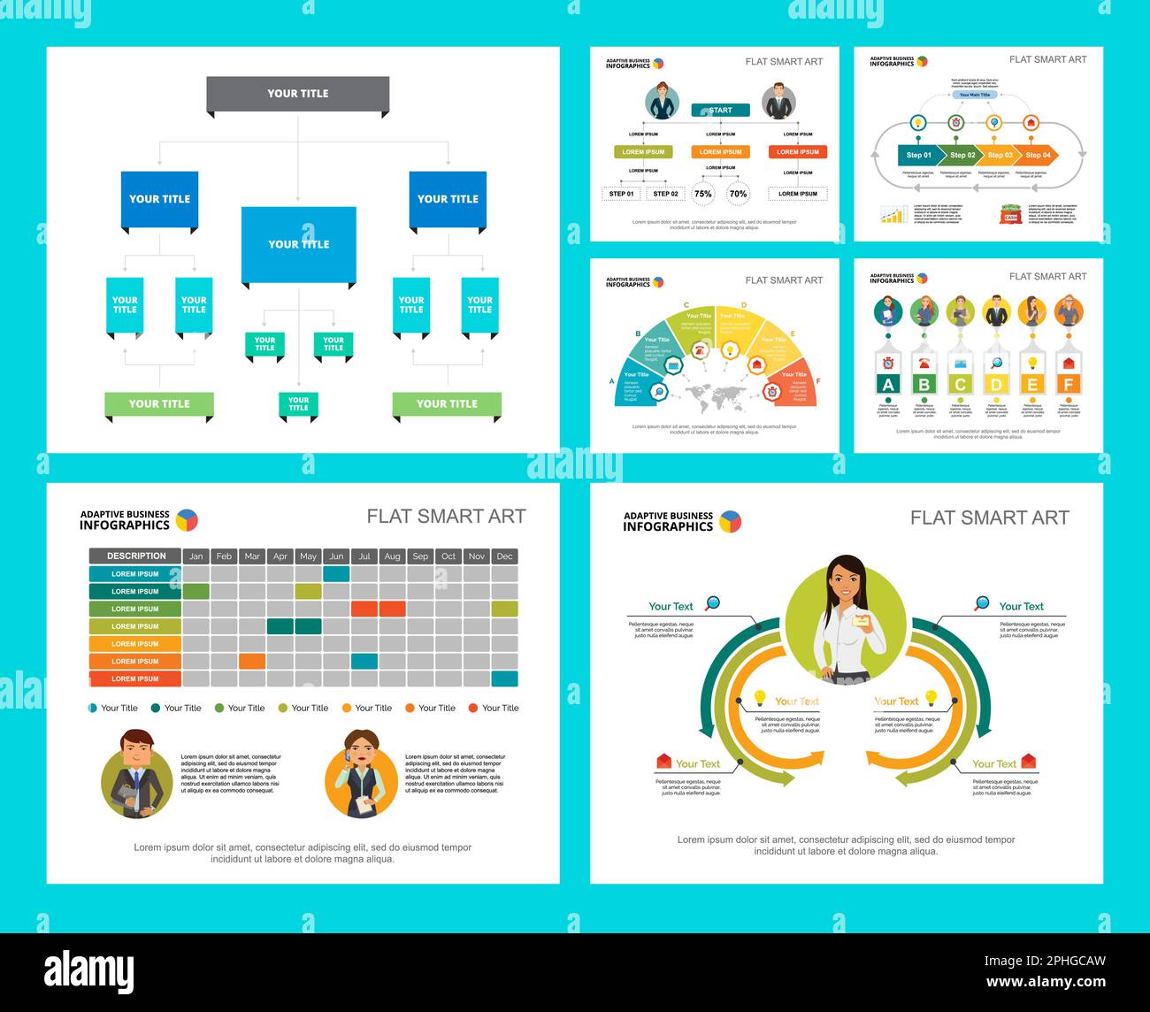 Colorful planning or strategy concept infographic charts set Stock ...
