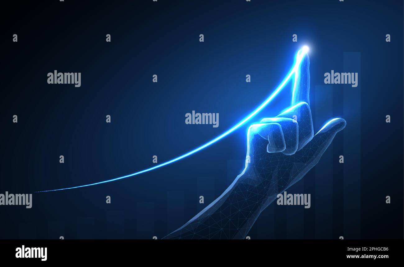 Growth. Rising success graph chart with a neon line. Upward trend ...