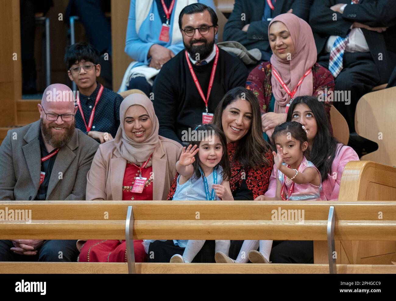 The family of Humza Yousaf in the public gallery of the main chamber ...