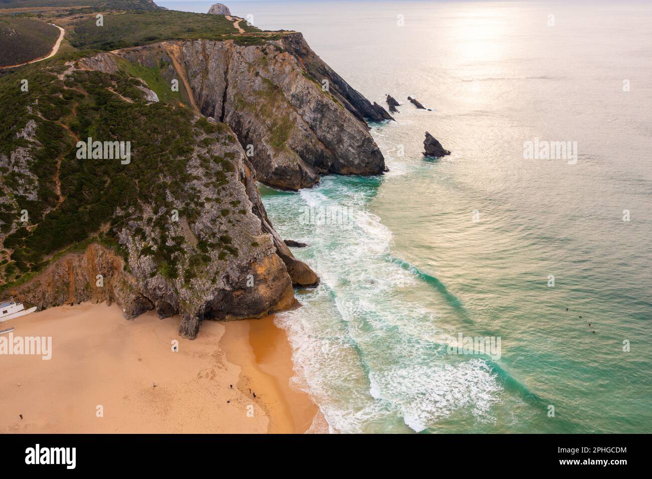 Aerial Drone View of Portugal Atlantic Coast at Lisbon, a Dramatic ...