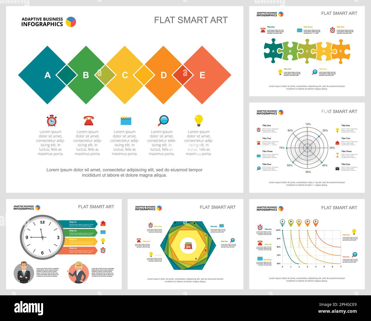 Colorful finance and analytics concept infographic charts set Stock ...
