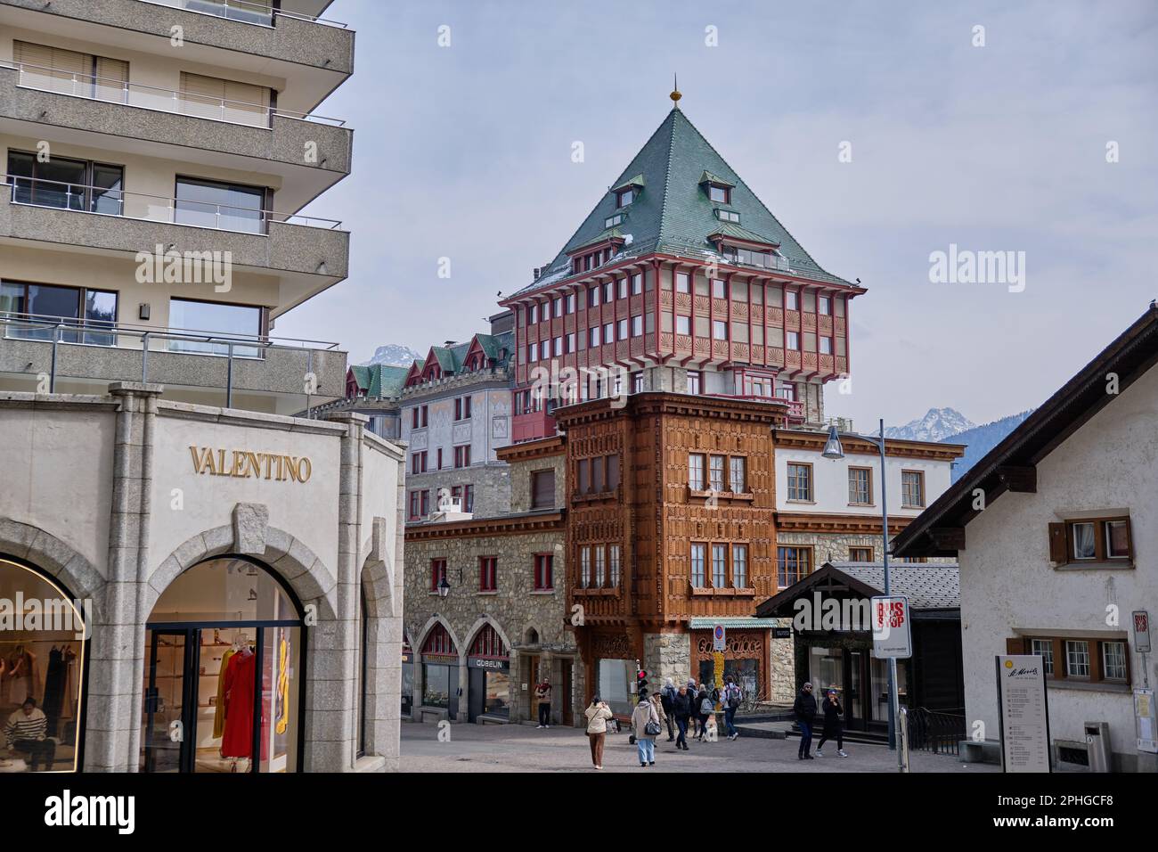 View of St. Moritz, the famous resort region for winter sport and ...