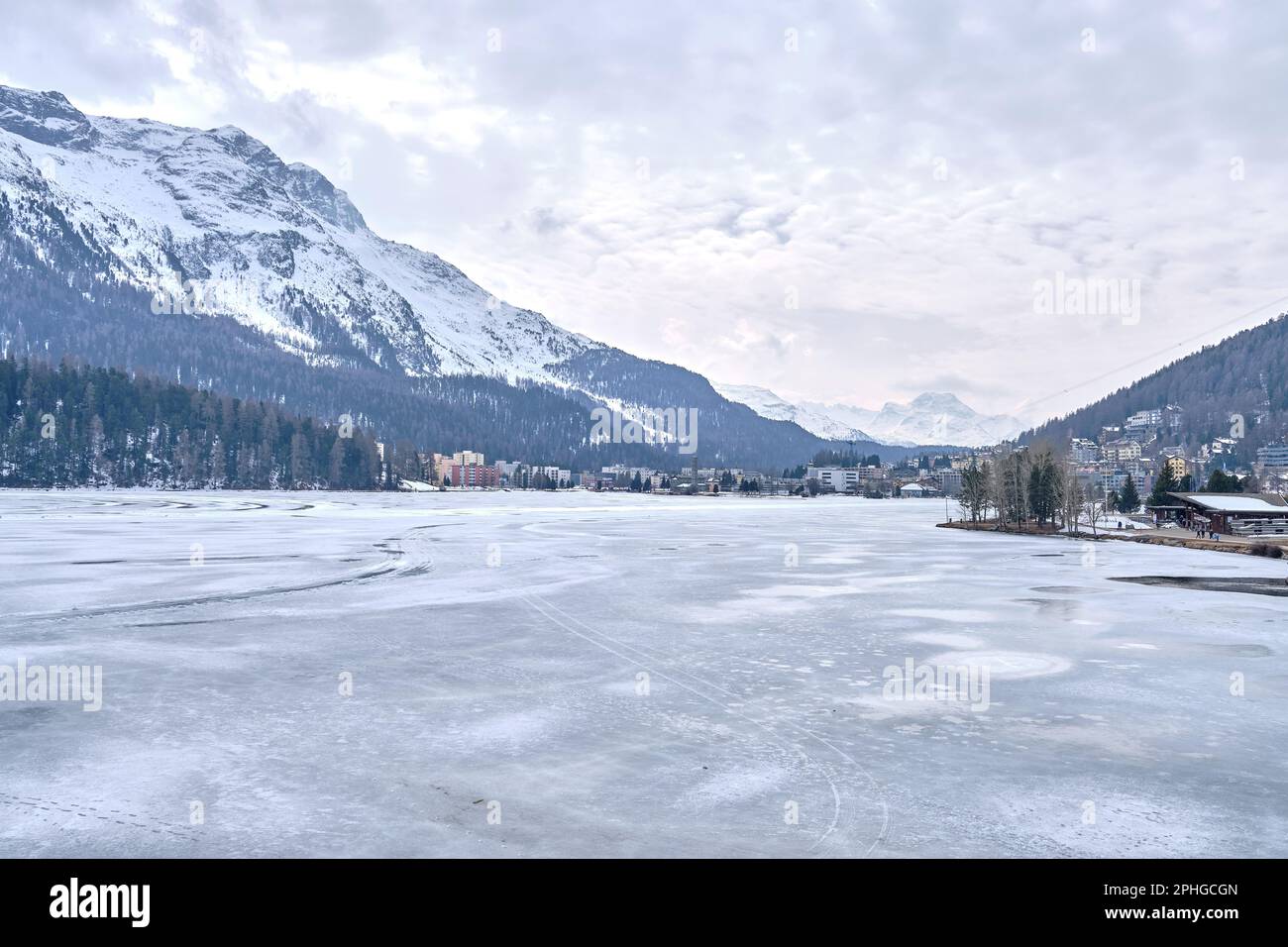View of St. Moritz, the famous resort region for winter sport and ...