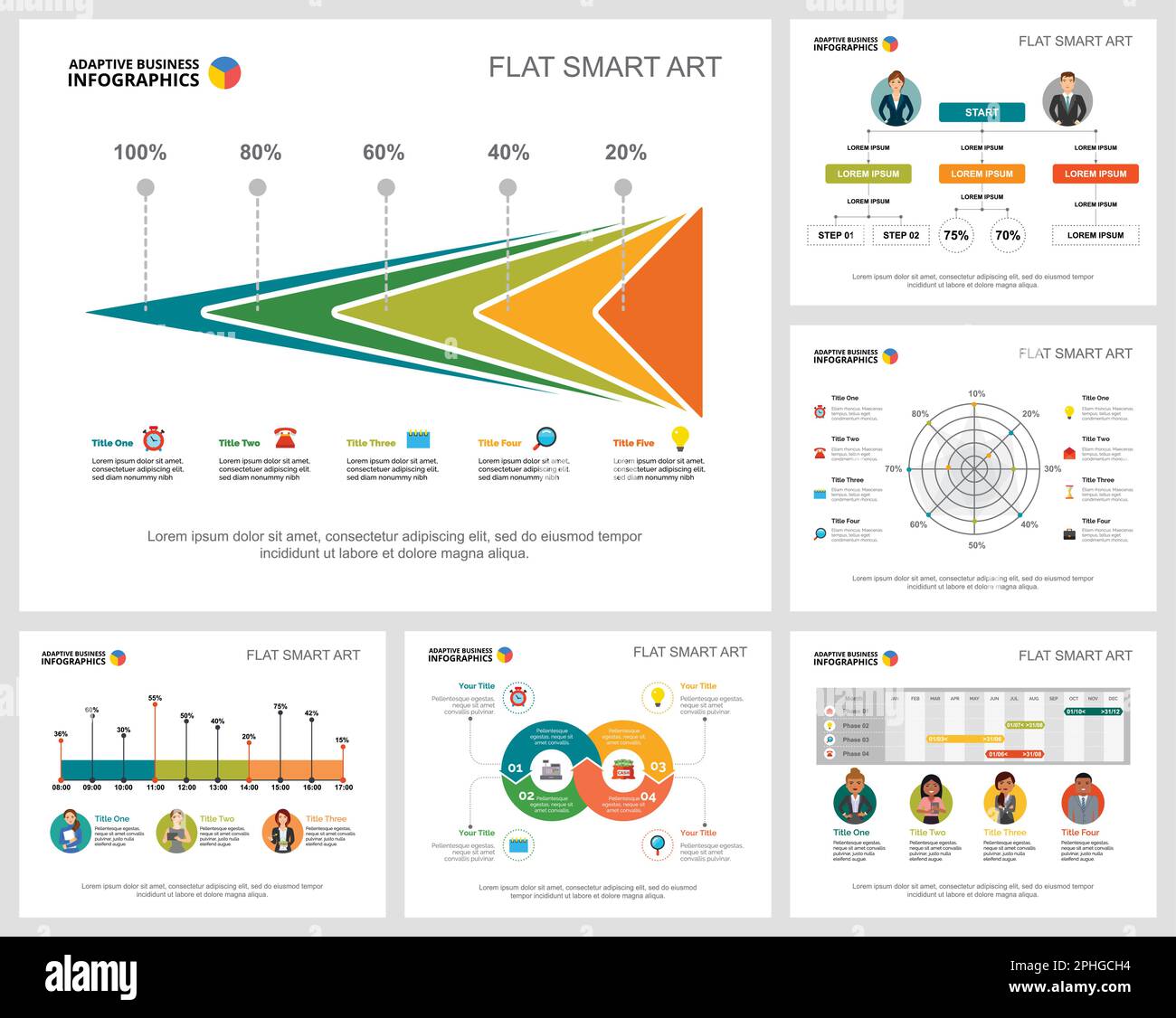 Colorful analytics or planning concept infographic charts set Stock ...