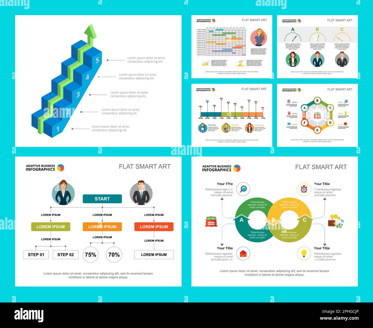 Colorful statistics or planning concept infographic charts set Stock ...