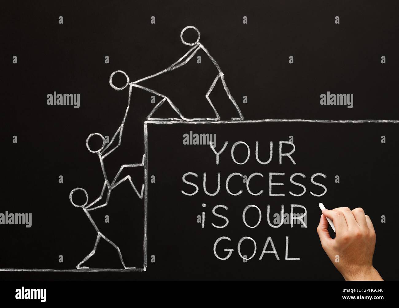 Hand writing motivational quote Your Success Is Our Goal with chalk on ...