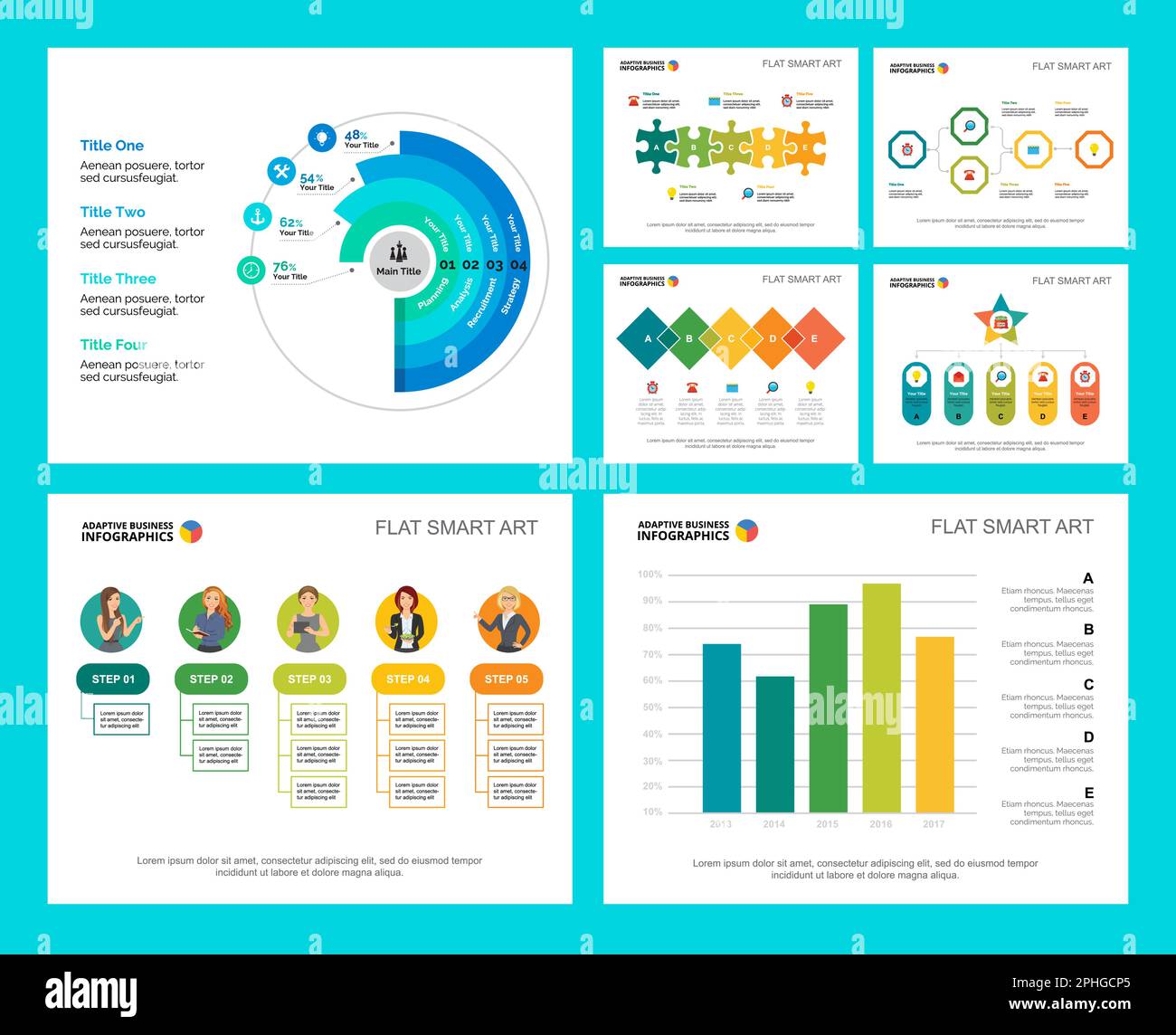 Colorful management or analysis concept infographic charts set Stock ...