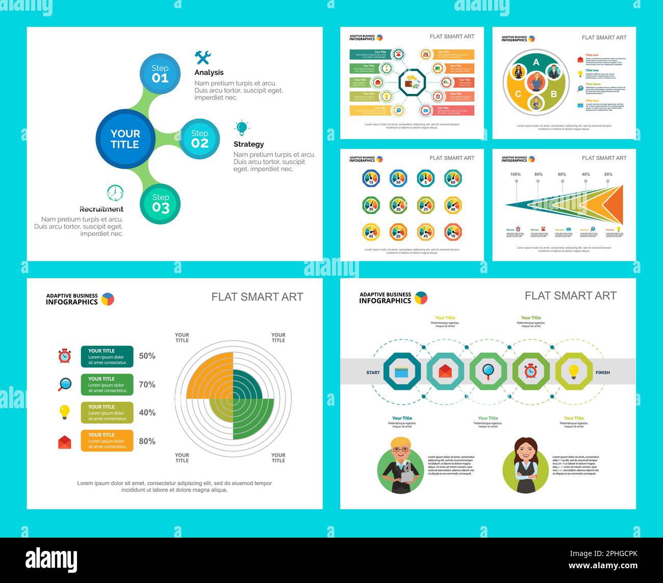 Colorful business planning infographic charts set Stock Vector Image ...