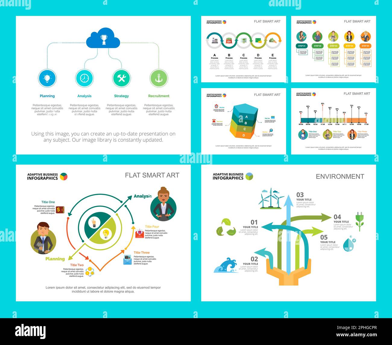 Colorful environment and business concept infographic charts set Stock ...