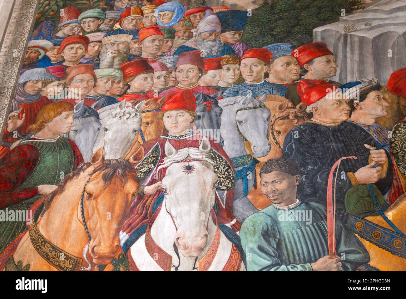 Benozzo Gozzoli's Procession of the Magi fresco in the Medici Chapel in ...