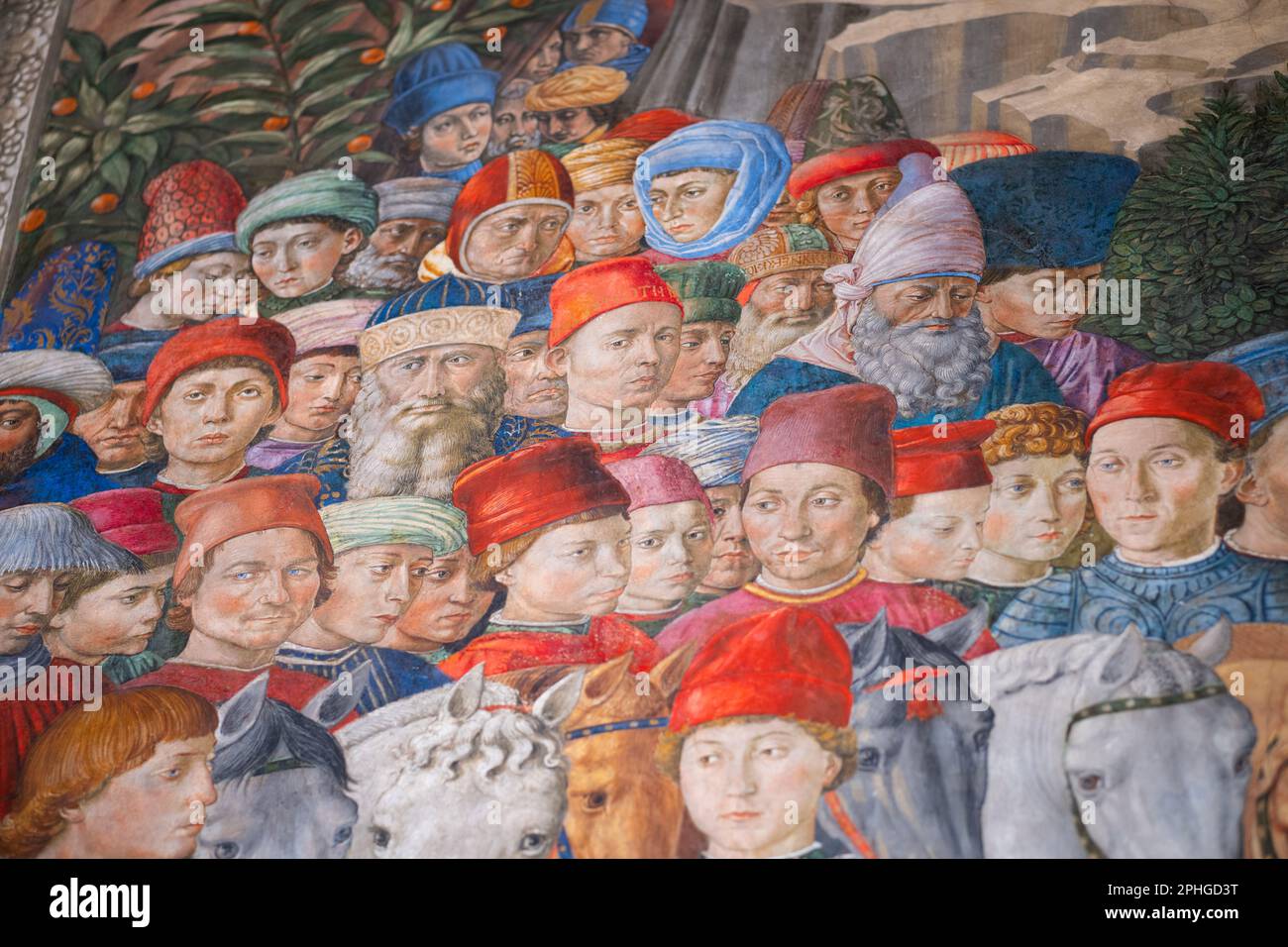 Benozzo Gozzoli's Procession of the Magi fresco in the Medici Chapel in ...