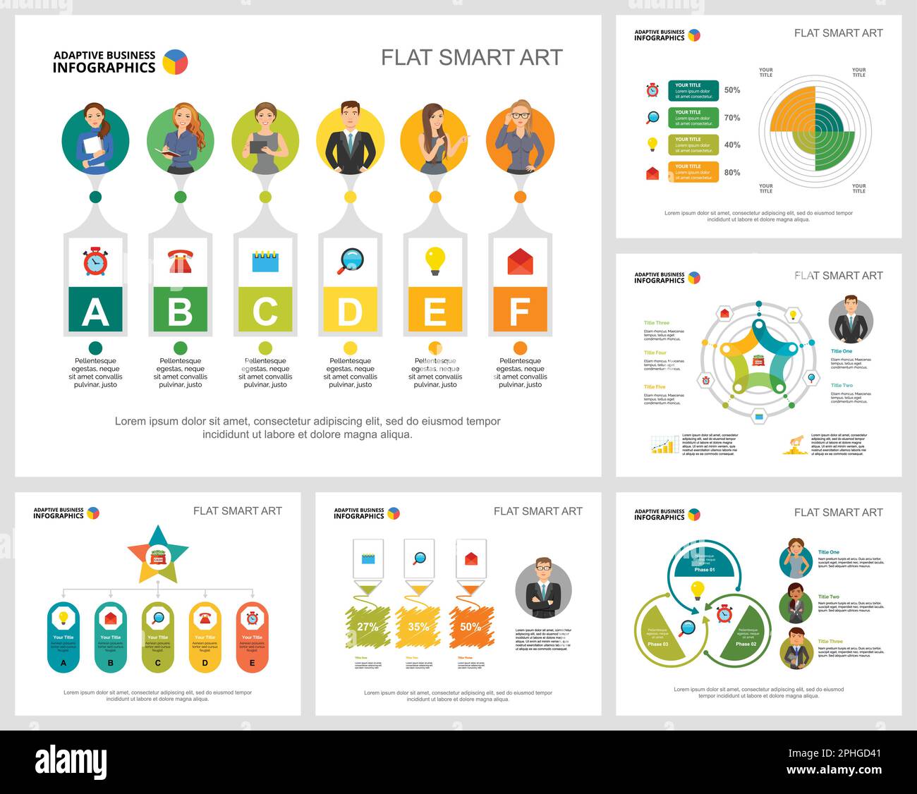 Colorful marketing or insurance concept infographic charts set Stock ...