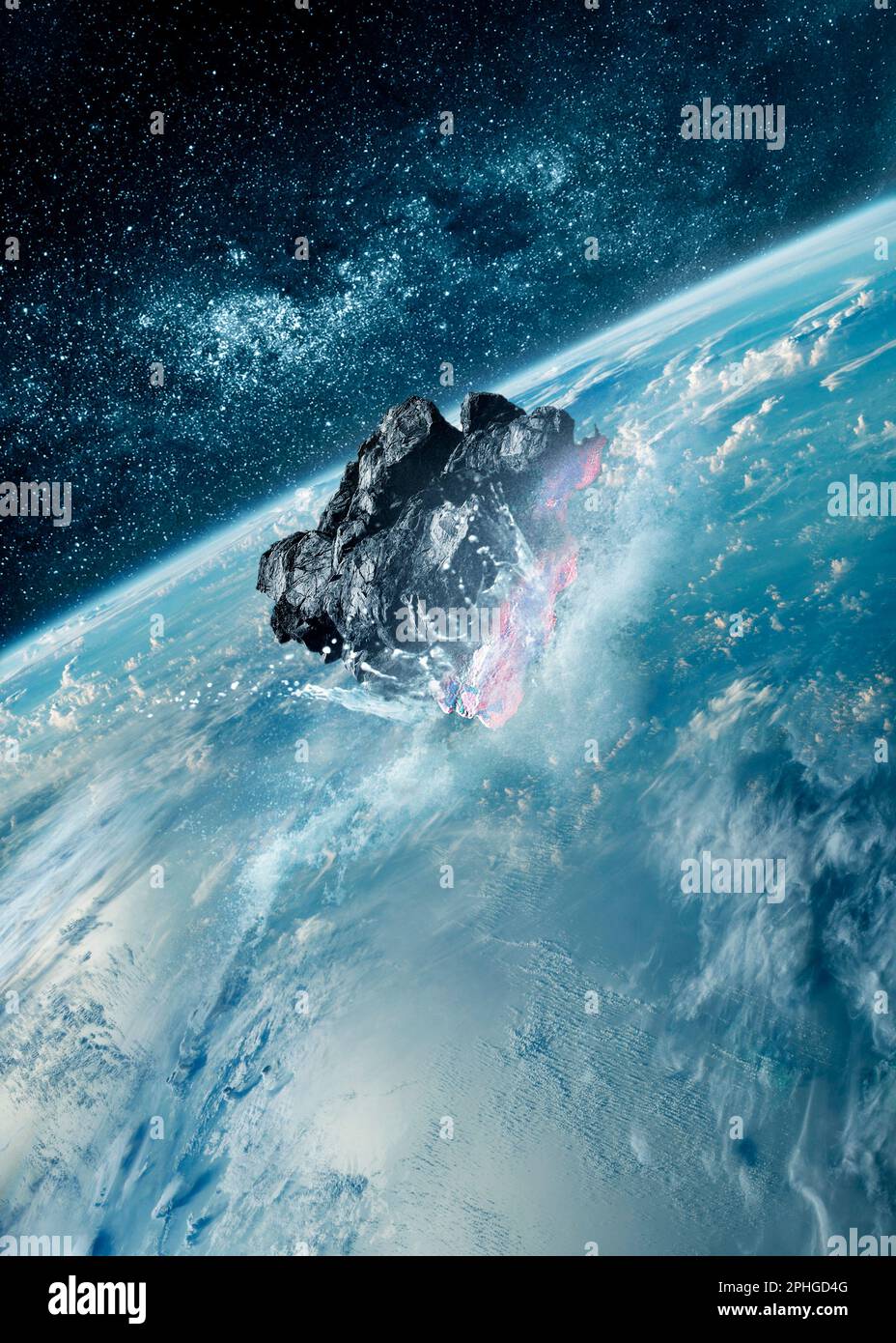 Huge meteorite or asteroid crashing on planet Earth starting tidal wave ...