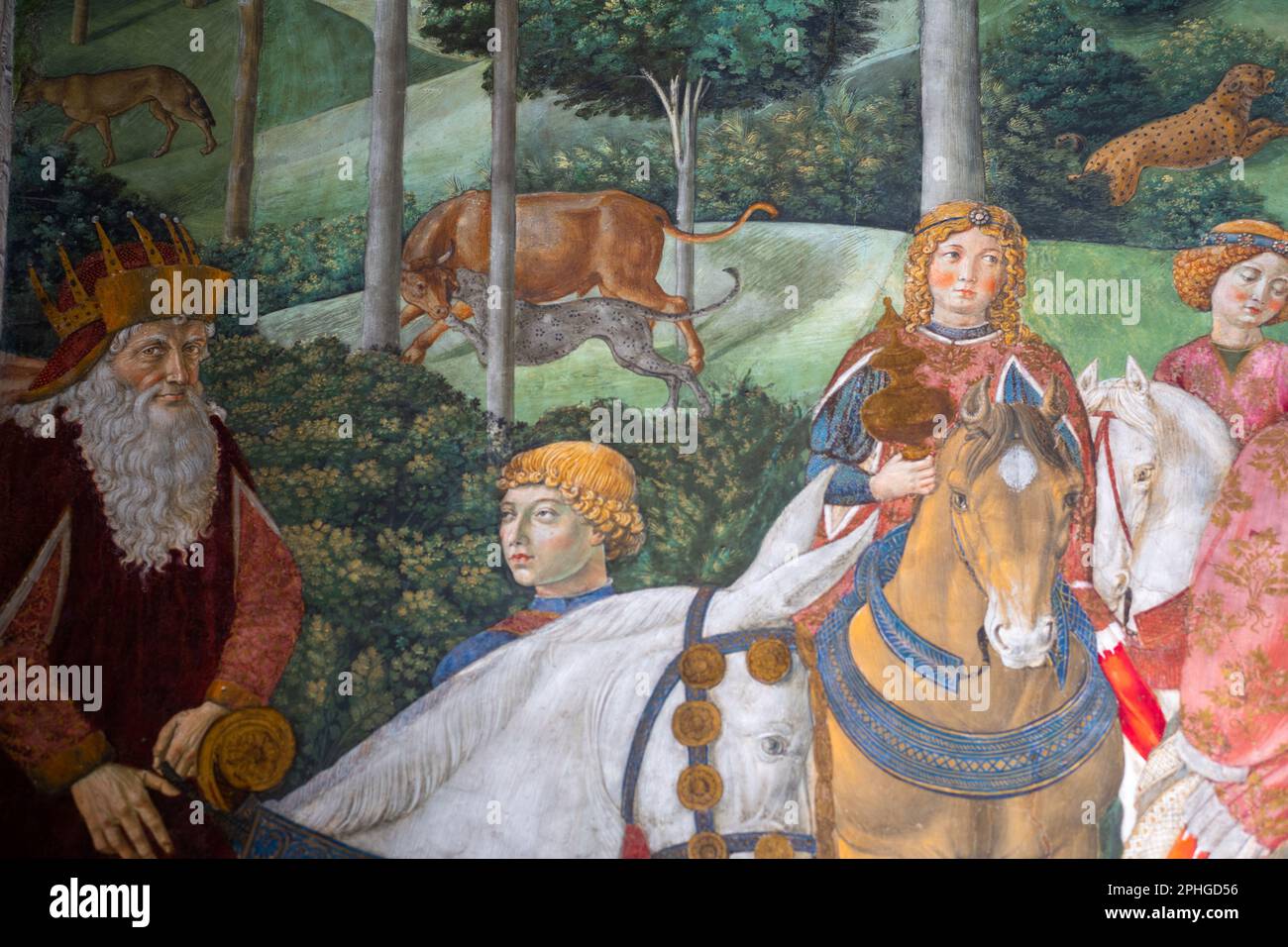 Benozzo Gozzoli's Procession of the Magi fresco in the Medici Chapel in ...