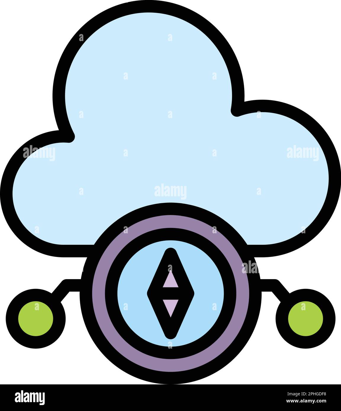 Cloud compass icon. Outline Cloud compass vector icon for web design ...