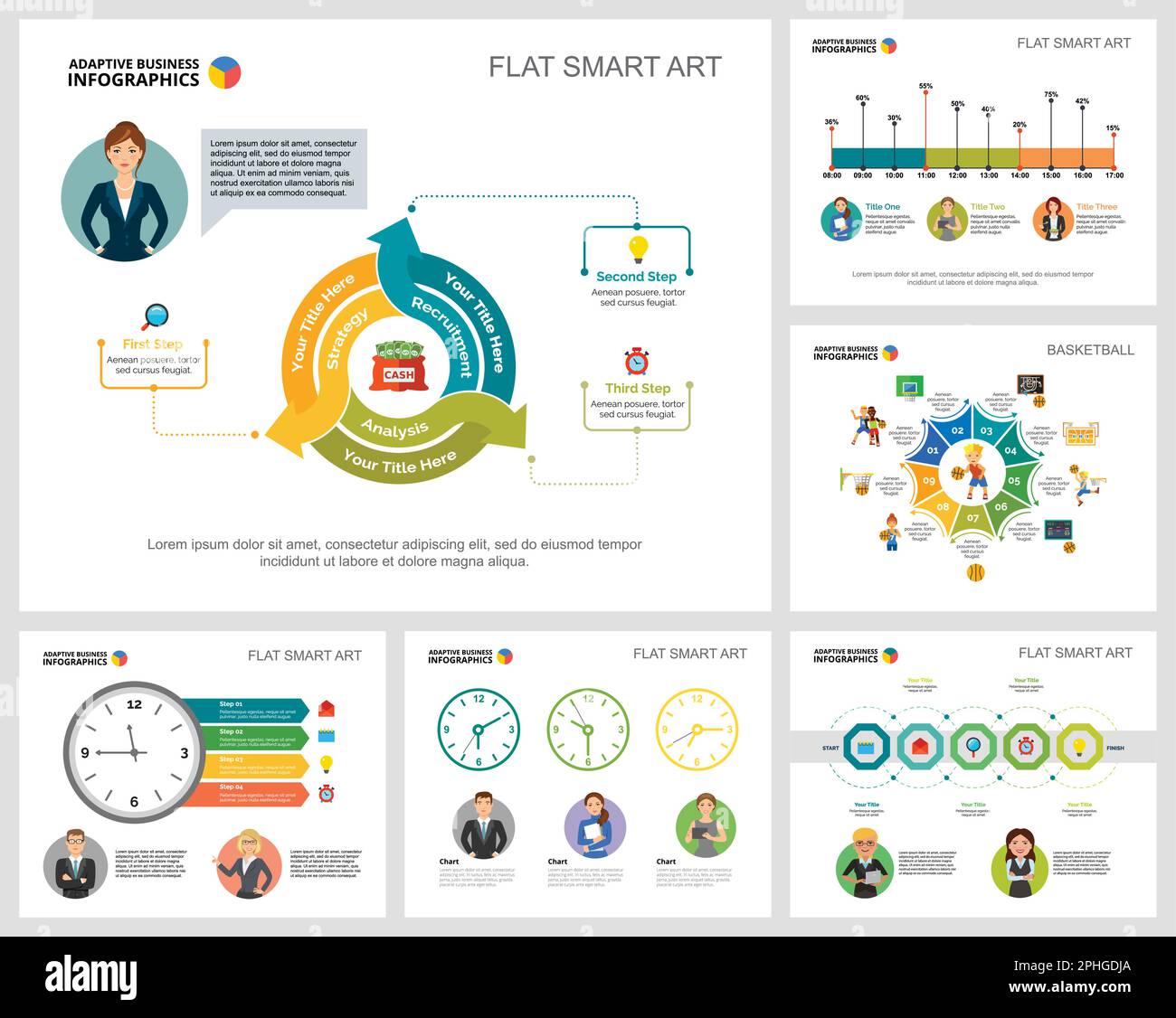 Colorful diagrams set for presentation slide templates Stock Vector ...