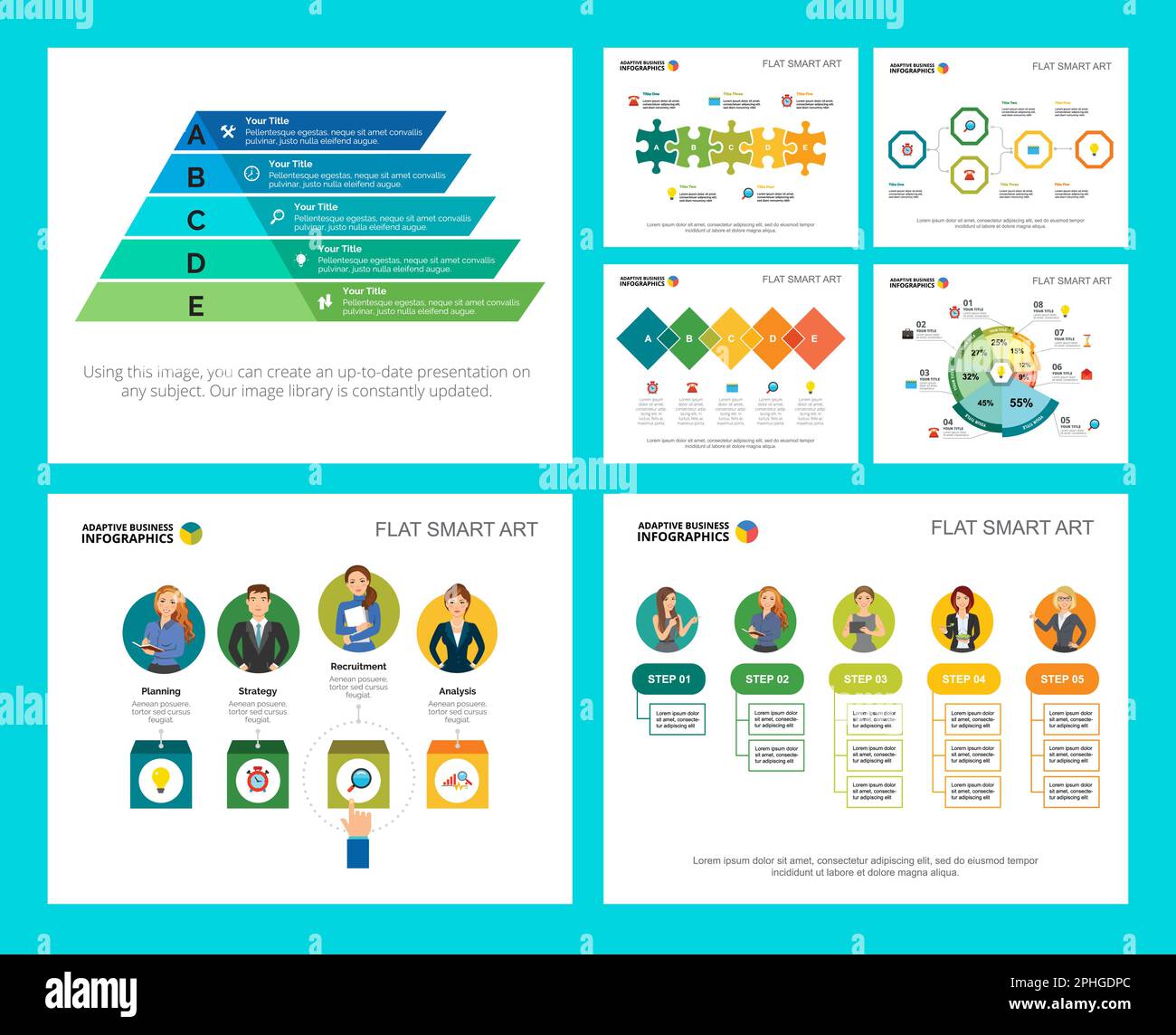 Colorful management or teamwork concept infographic charts set Stock ...