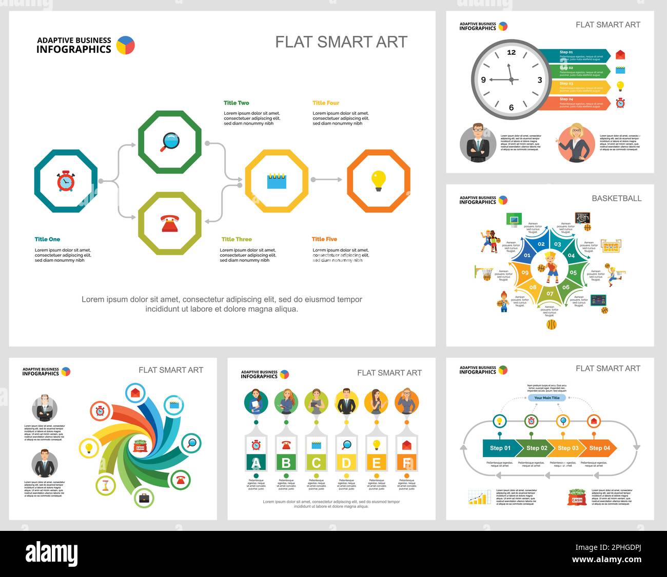Colorful business planning infographic charts set Stock Vector Image ...