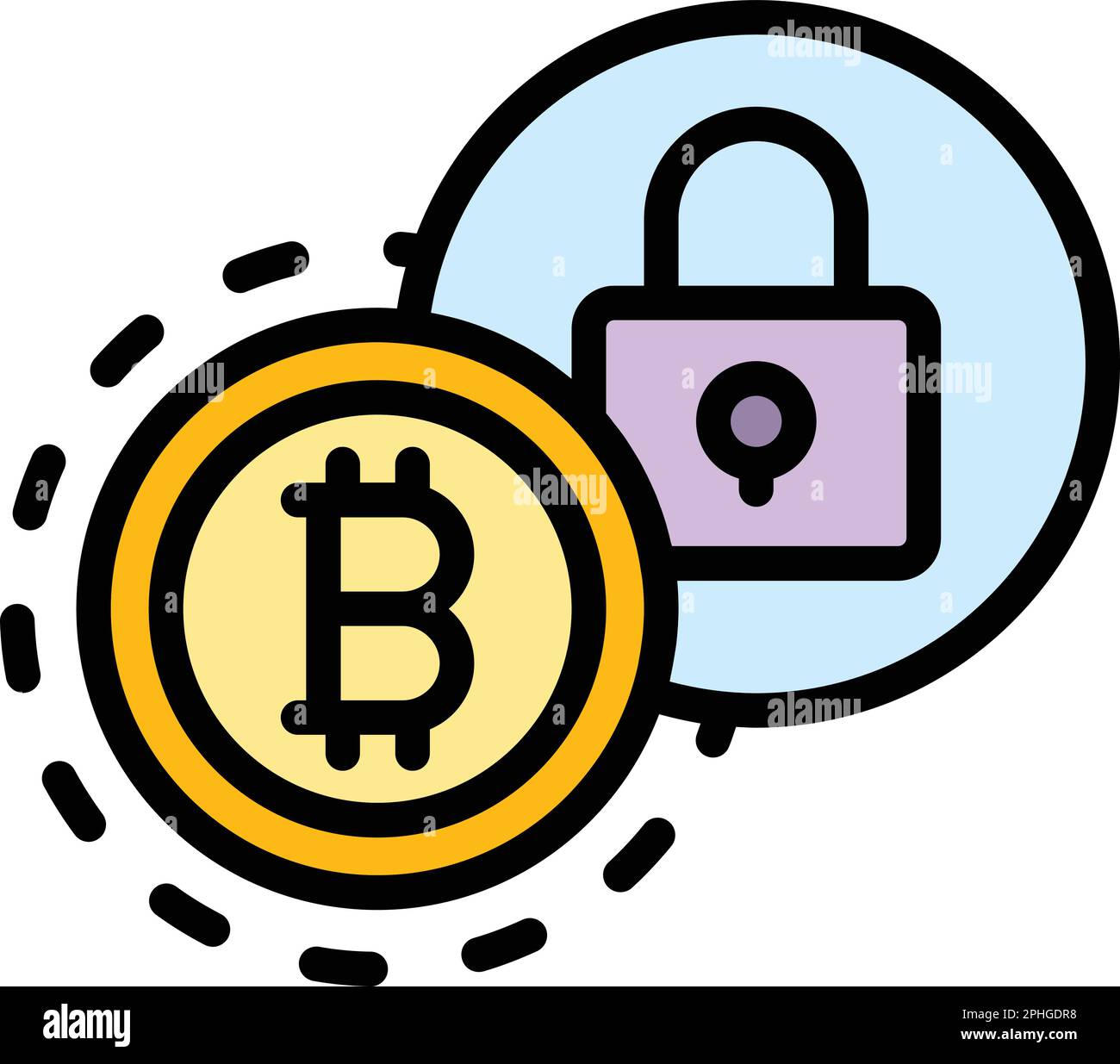 Lock bitcoin icon. Outline Lock bitcoin vector icon for web design ...