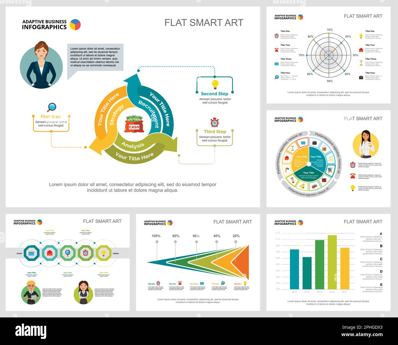 Colorful analysis or statistics concept infographic charts set Stock ...