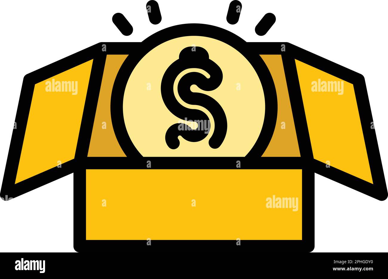 Dollar box icon. Outline Dollar box vector icon for web design isolated ...
