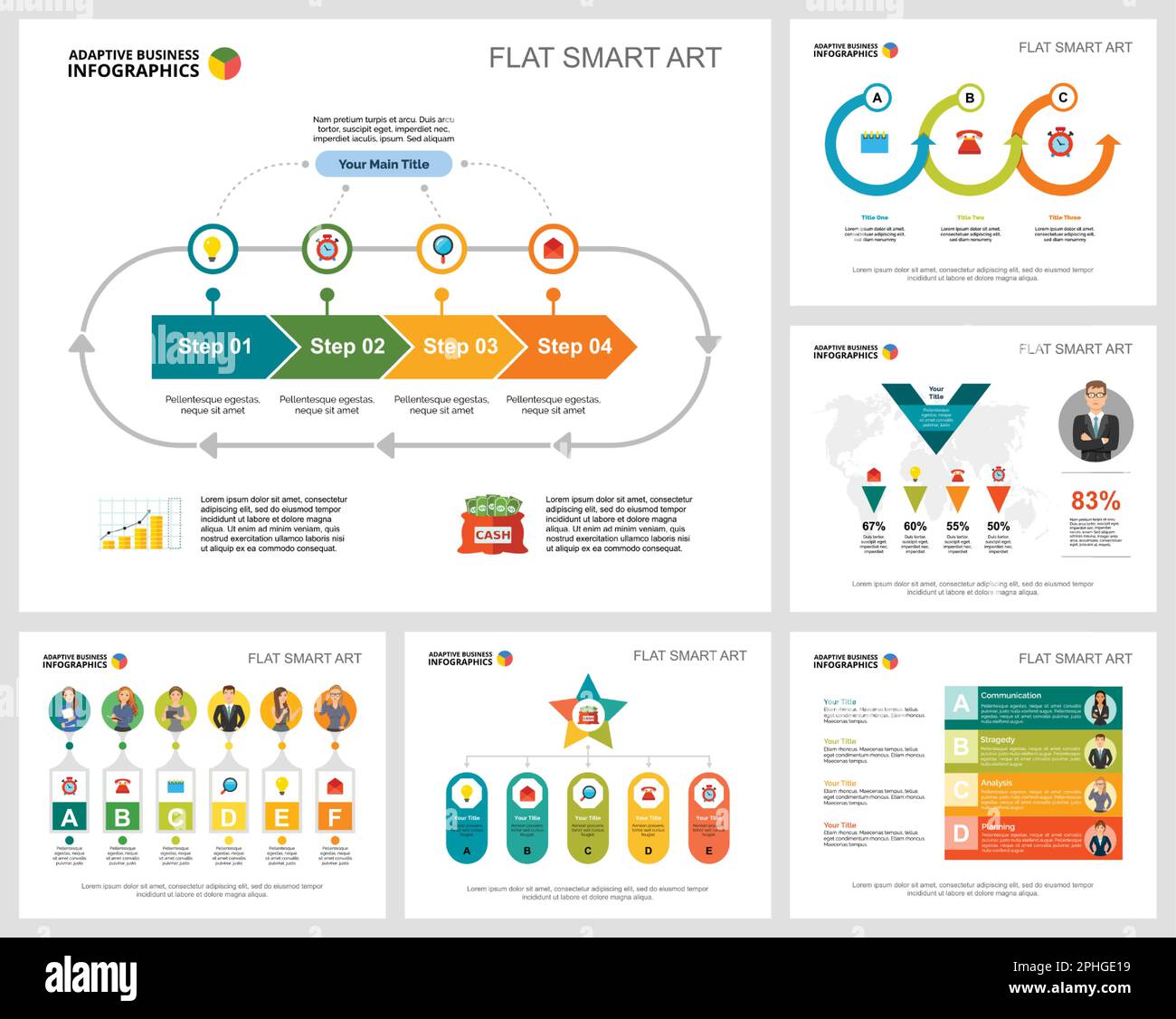 Colorful research or teamwork concept infographic charts set Stock ...