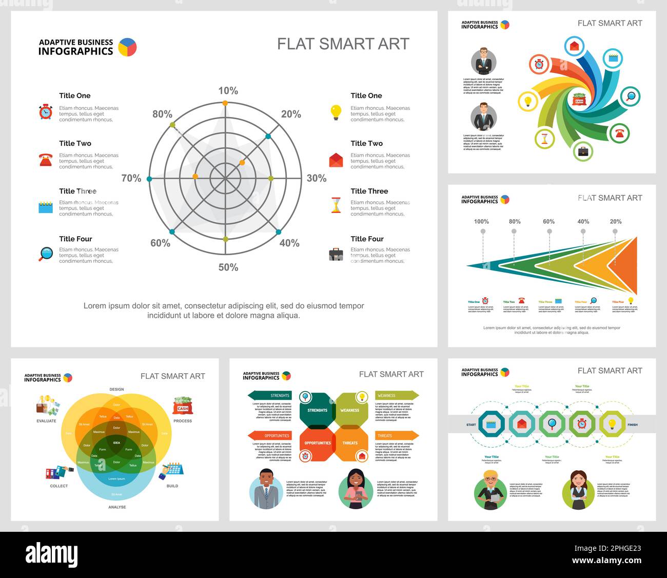 Colorful consulting or planning concept infographic charts set Stock ...