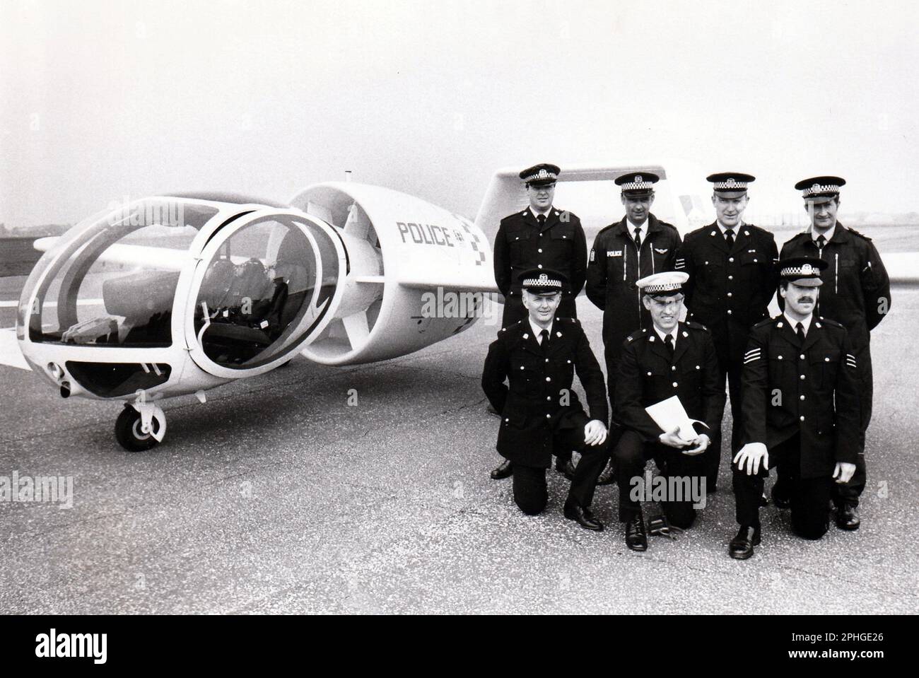 OPTICA POLICE SPOTTER PLANE AND CREW,FRONT ROW, L TO R. PC PETER ...