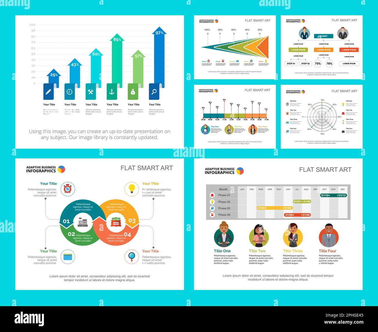 Colorful analytics or planning concept infographic charts set Stock ...