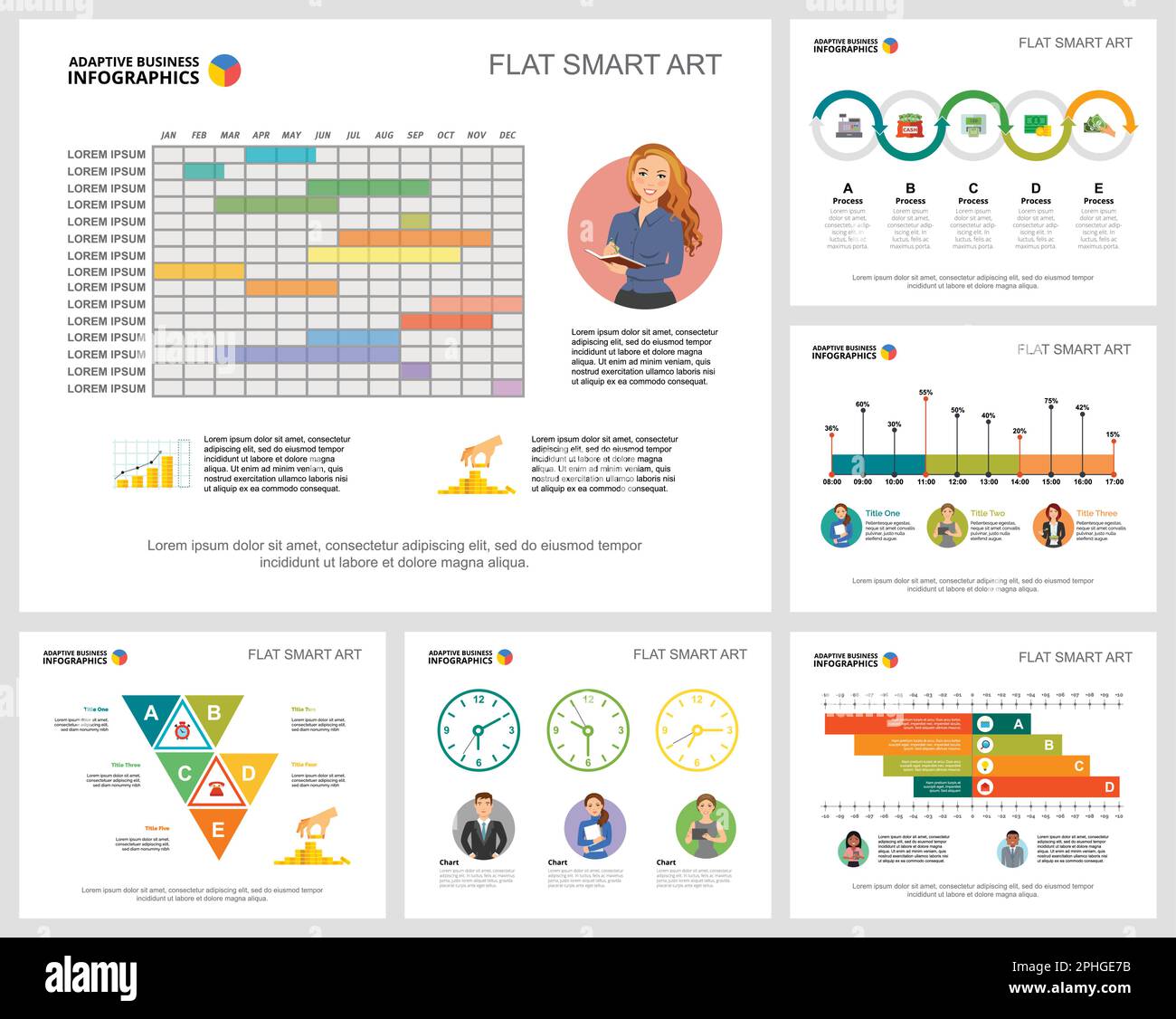 Colorful strategy or logistics concept infographic charts set Stock ...