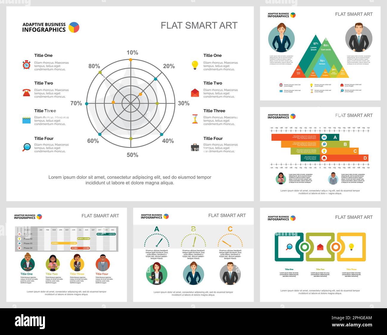 Colorful diagrams set for presentation slide templates Stock Vector ...
