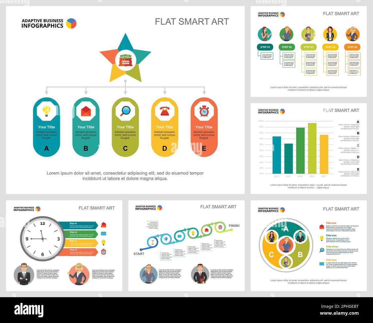 Colorful insurance or marketing concept infographic charts set Stock ...