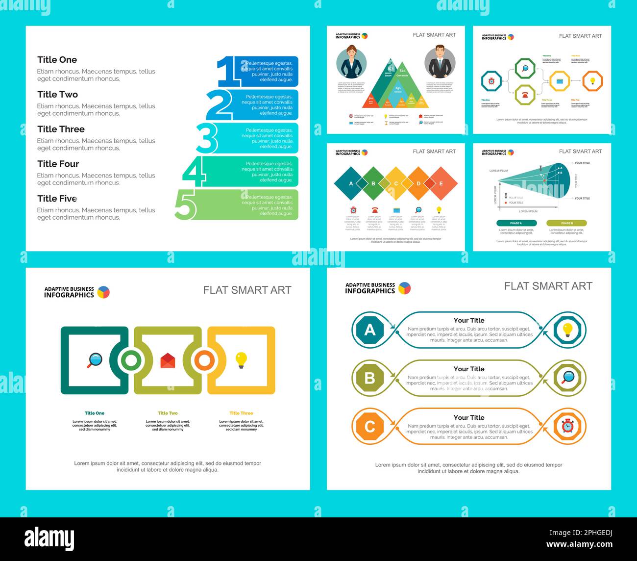 Colorful management or consulting concept infographic charts set Stock ...